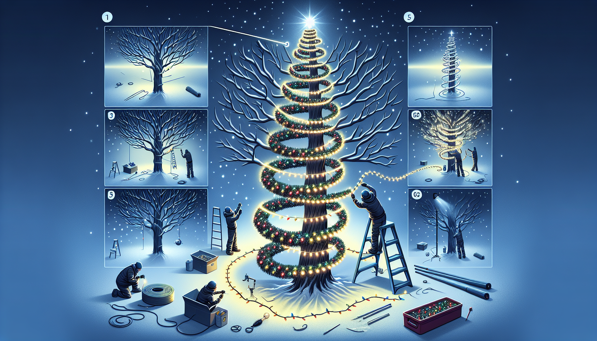 Spiral Wrapping Canopy Trees – Christmas Light Contractors USA