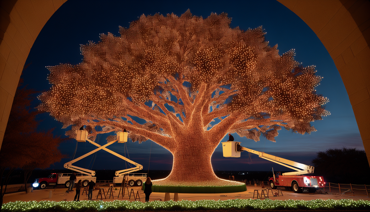 How to Decorate a Giant Tree with Lights – Christmas Light Contractors USA