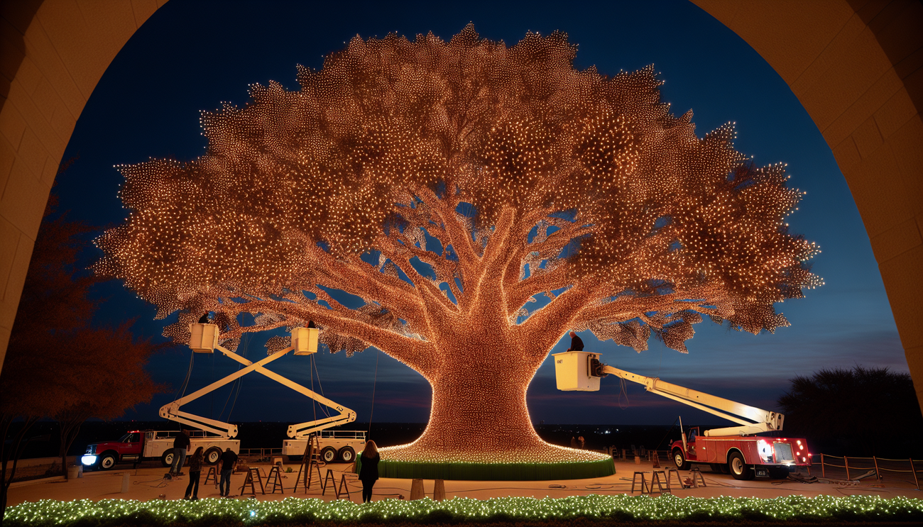 How to Decorate a Giant Tree with Lights – Christmas Light Contractors USA