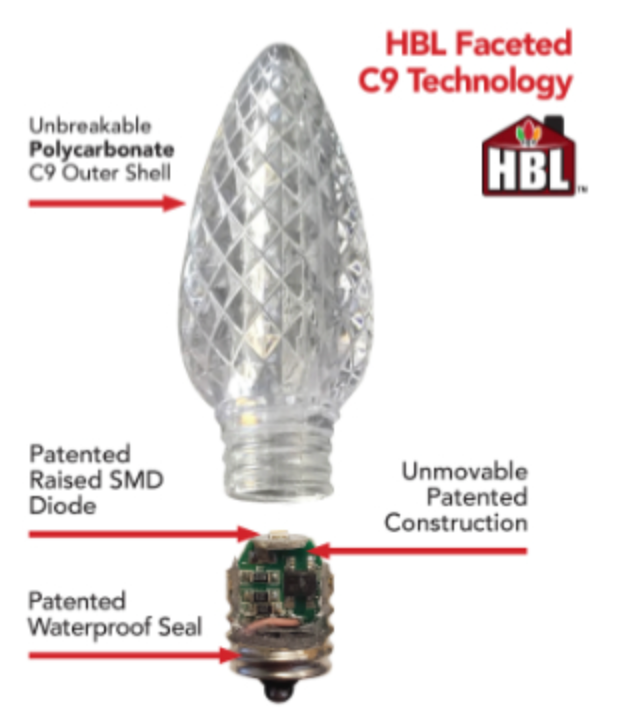 C9 HBL Light Bulbs Faceted – Christmas Light Contractors USA